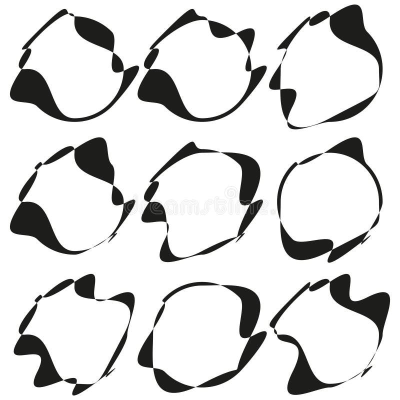 Abstract Swirl Shapes. Black Circular Elements. Fluid Organic Forms ...