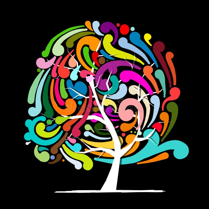 Abstract Swirl Tree for Your Design Stock Vector - Illustration of drop ...