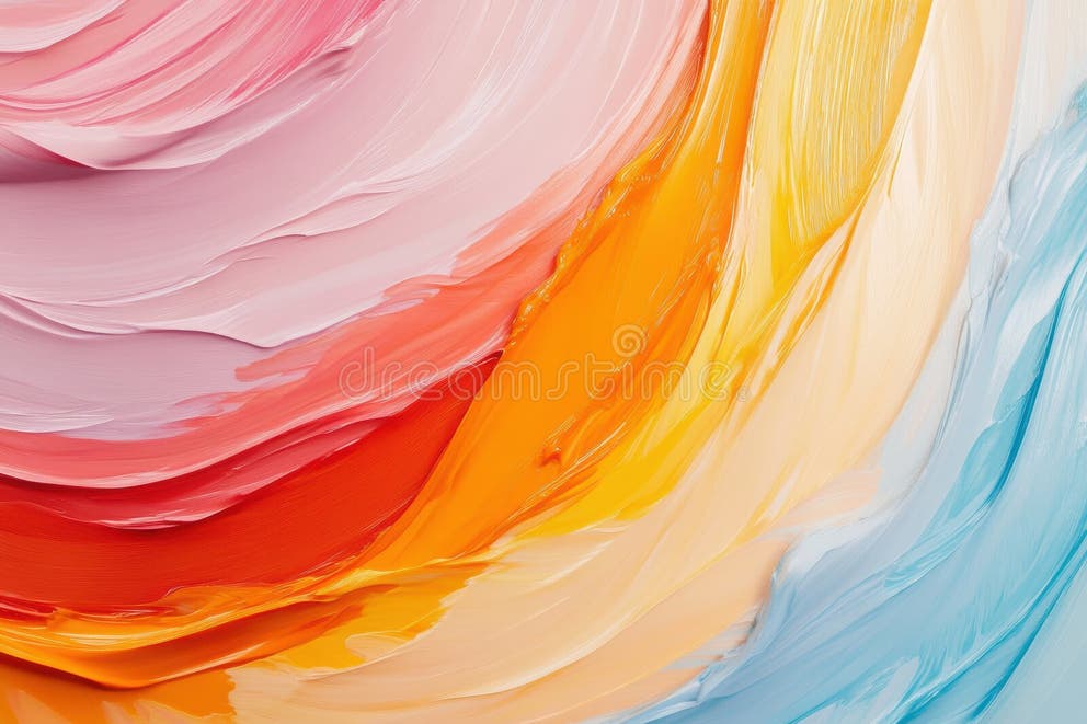 Abstract Swirl of Vibrant Multicolor Paint Strokes in a Dynamic ...