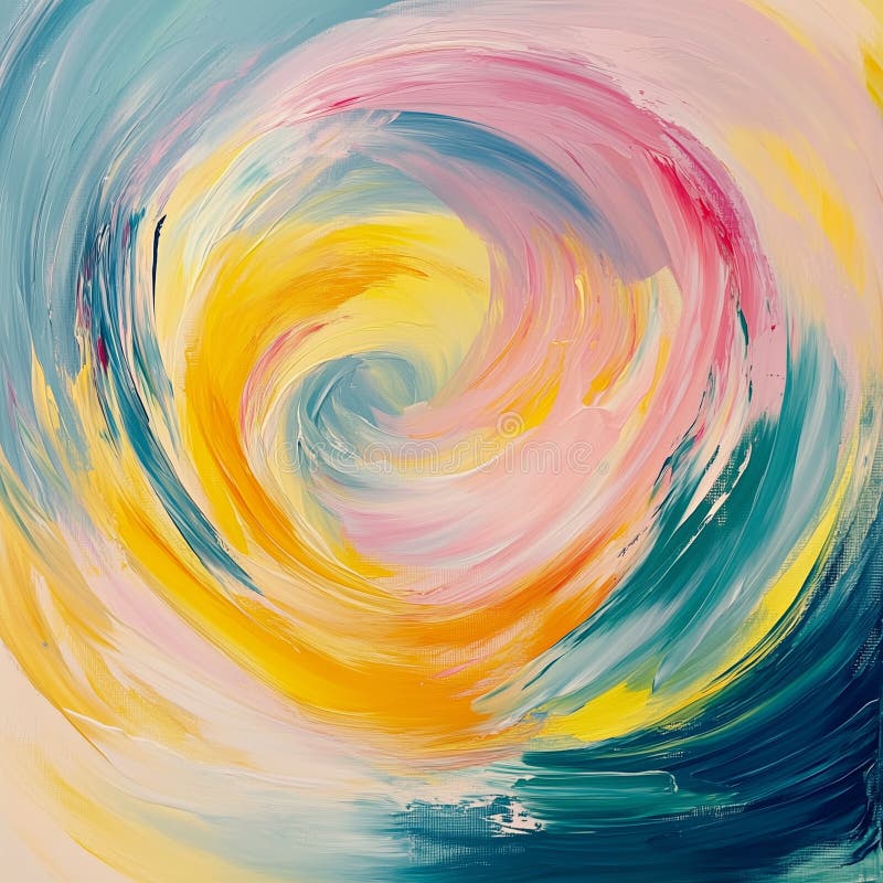 Abstract Swirl of Vibrant Yellow Pink and Teal Colors Creating a ...