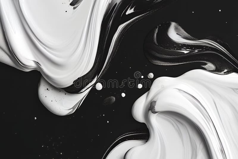 Abstract Swirling Black and White Paint Texture Background Design Stock ...