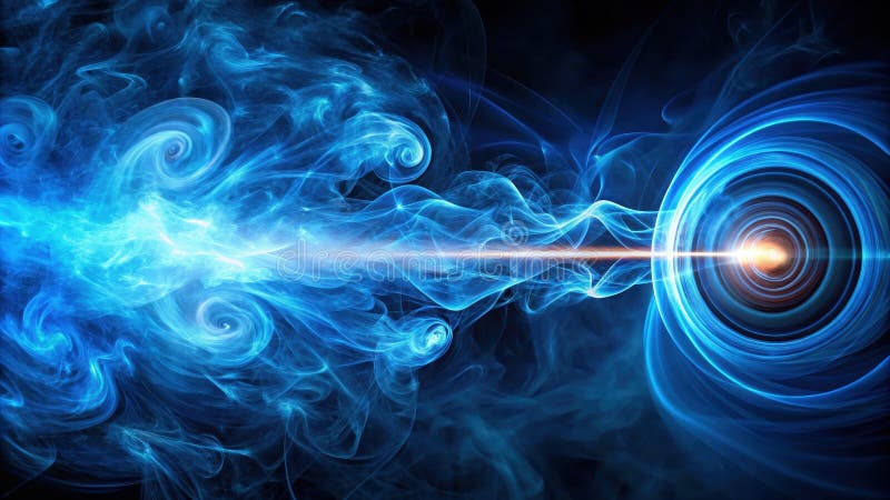 Abstract Swirling Blue Energy Beam and Concentric Circles. Generative ...