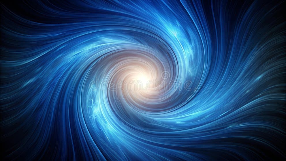 Abstract Swirling Blue Energy Vortex a Radiant Light at the Center of a ...