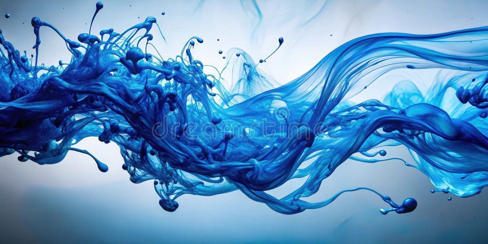 Abstract Swirling Blue Fluid, Dynamic Movement and Texture, Captivating ...