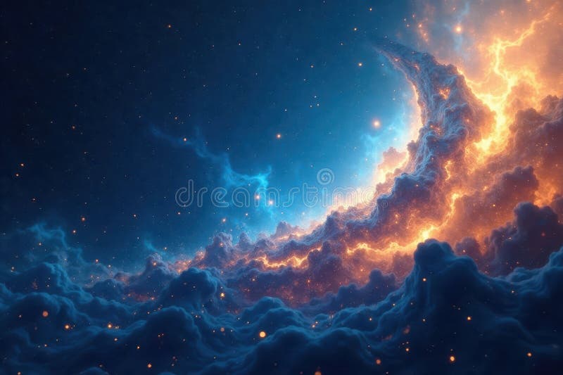 Abstract Swirling Blue and Gold Light, Cosmic Texture, Vibrant ...