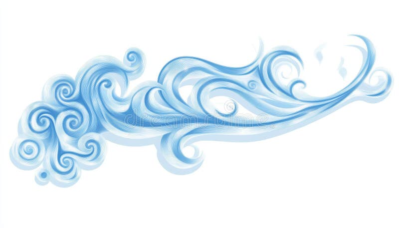 Abstract Swirling Blue Gradient Pattern on White Background, Flowing ...
