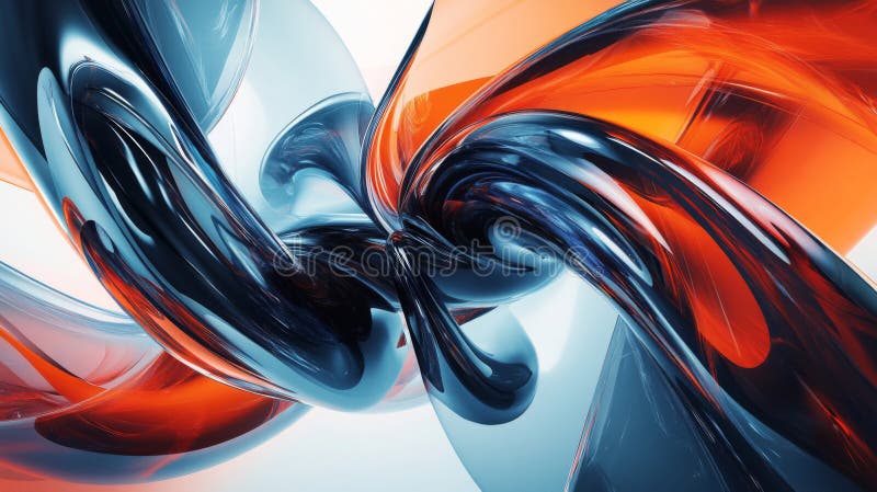Abstract Swirling Blue and Orange Liquid Design Stock Illustration ...