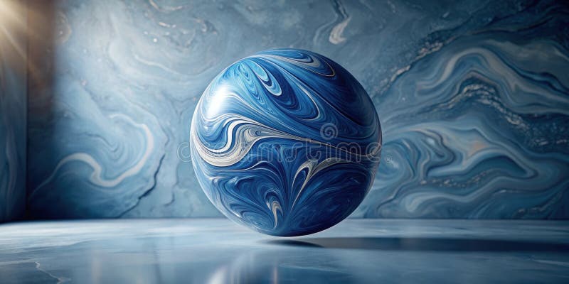 Abstract Swirling Blue Orb on a Marble Surface, a Study in Texture and ...