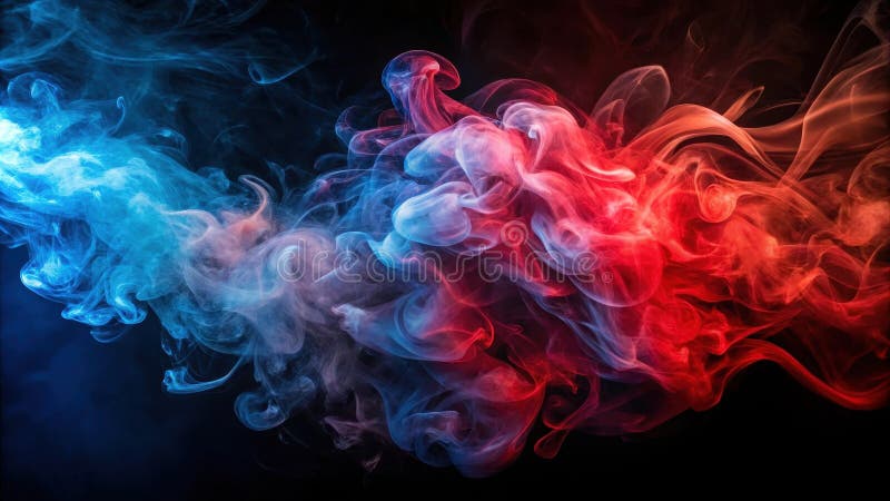 Abstract Swirling Blue and Red Smoke Design for Backgrounds. Generative ...