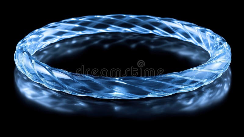 Abstract, Swirling, Blue Ring on Black Background Stock Illustration ...