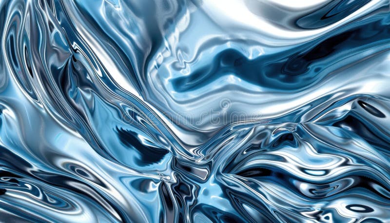 Abstract Swirling Blue and Silver Patterns with Metallic Sheen and ...