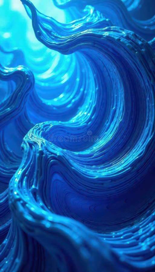 Abstract Swirling Blue Wave Pattern, Textured and Dynamic, Energy ...