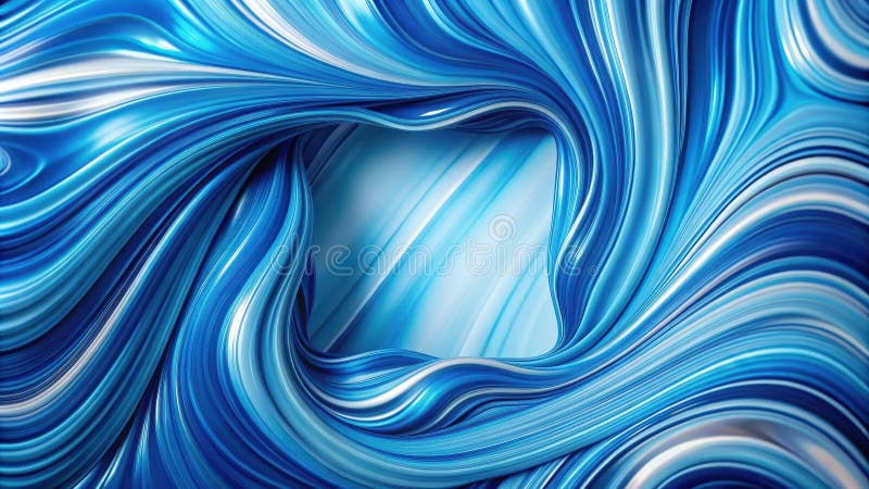 Abstract Swirling Blue and White Liquid Design with Central Empty Space ...