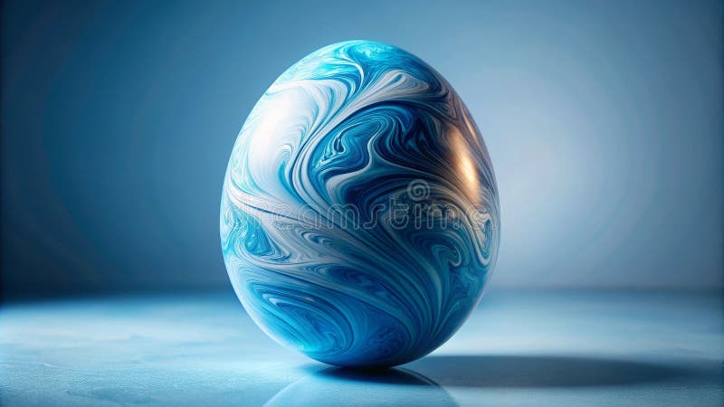 Abstract Swirling Blue and White Ovoid Shape on a Smooth Surface ...