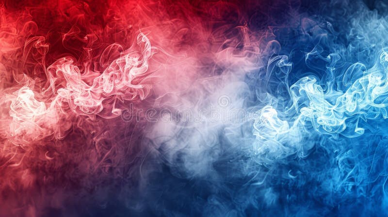 Abstract Swirling Clouds of Red, White, and Blue Smoke Creating a ...