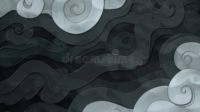 Abstract Swirling Clouds in Shades of Grey and Black, Creating a ...