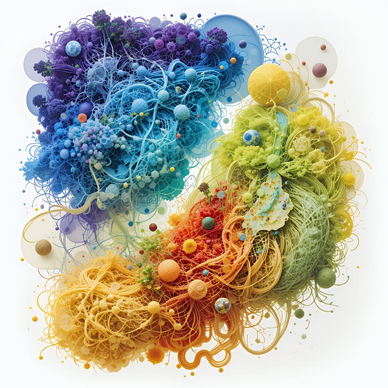 Abstract Swirling Colorful Composition with Textured Threads and ...