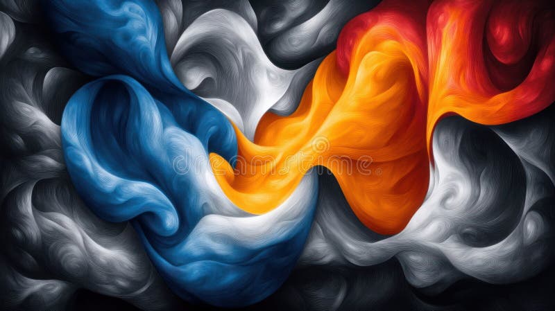 Abstract Swirling Colors in a Dynamic Composition, Evoking Movement and ...