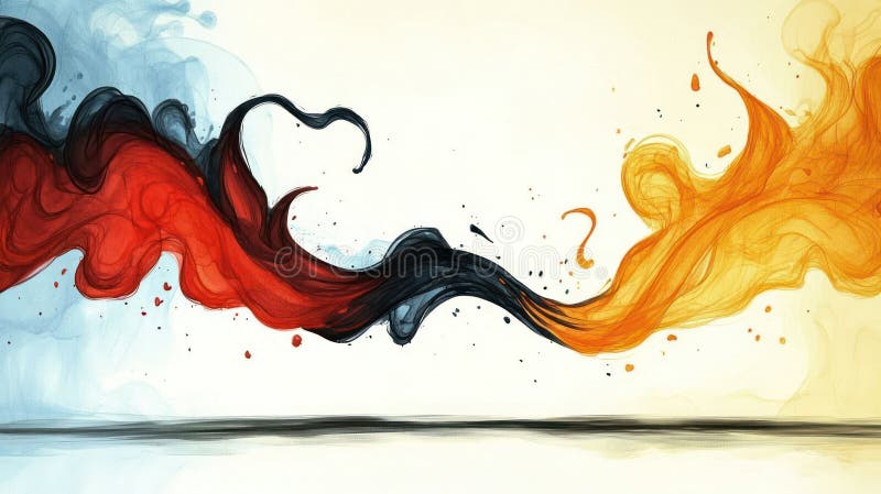 Abstract Swirling Colors Representing Fire and Smoke, Blending in a ...