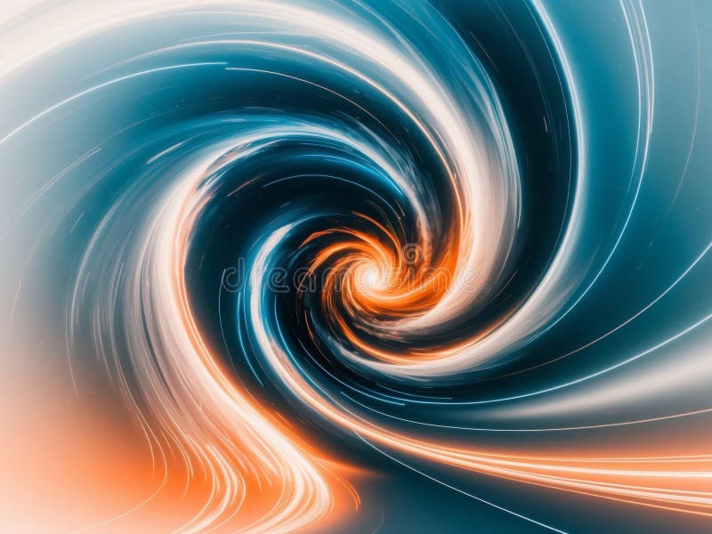 Abstract Swirling Cosmic Energy Blue Orange Light Form Sphere Vertical ...