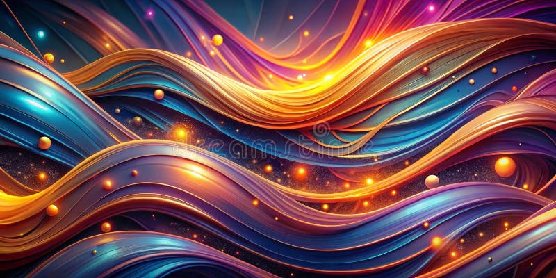 Abstract Swirling Cosmic Ribbons with Glowing Orbs and Cosmic Dust ...