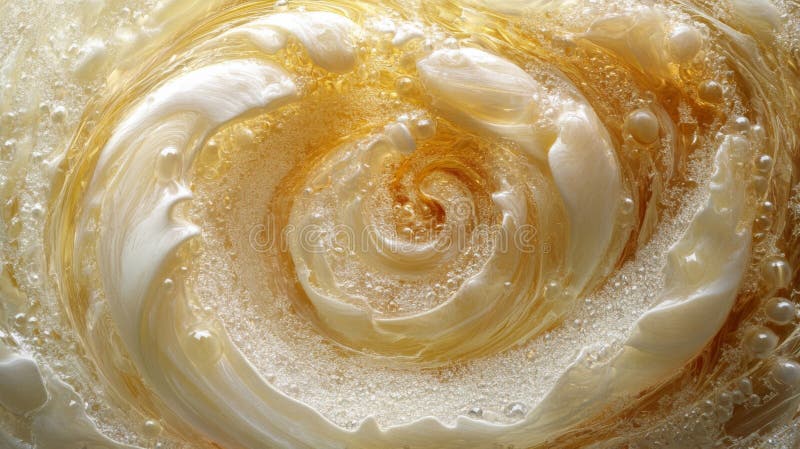 Abstract Swirling Cream and Gold Texture with Bubbles Stock ...