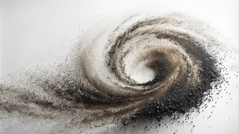 Abstract Swirling Dark Dust Particles on White Background. Generative ...