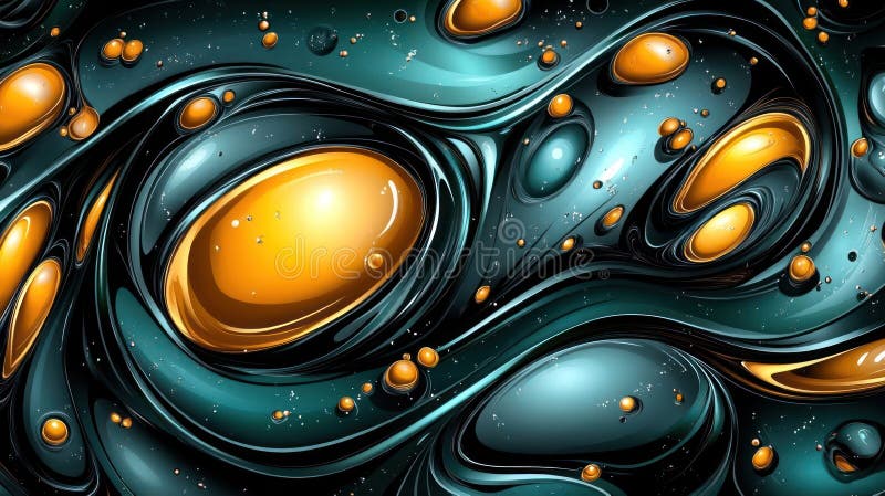 Abstract Swirling Design with Orange and Teal Elements, Evoking a ...