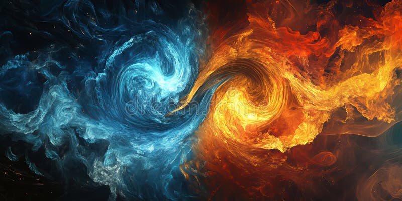 Abstract Swirling Elements of Fire and Water in Dynamic Balance Stock ...