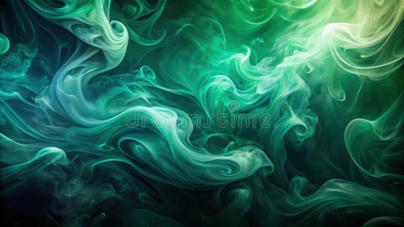Abstract Swirling Emerald and Teal Smoke Design a Serene and Evocative ...