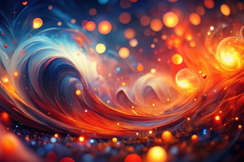 Abstract Swirling Energy with Vibrant Hues and Luminous Particles ...