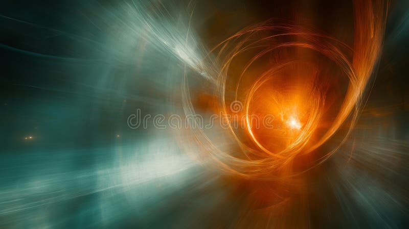 Abstract Swirling Energy Vortex, Orange and Teal Background, Digital ...