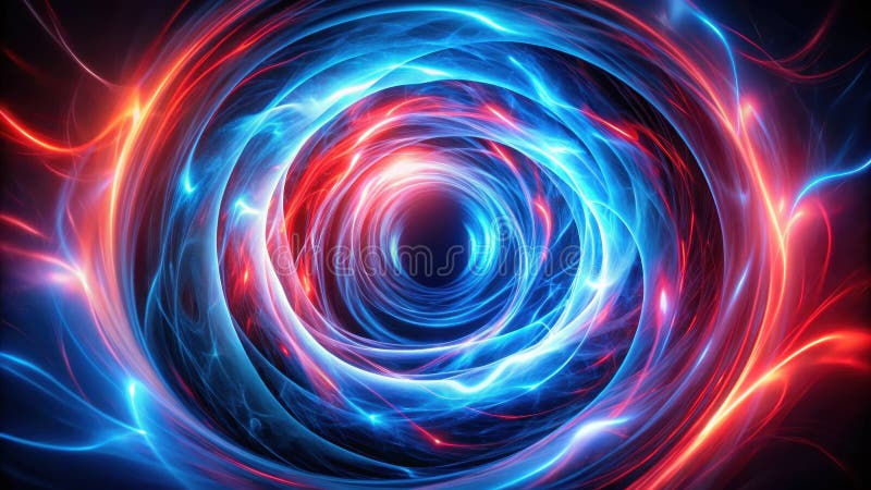 Abstract Swirling Energy Vortex of Vibrant Red and Blue Light ...