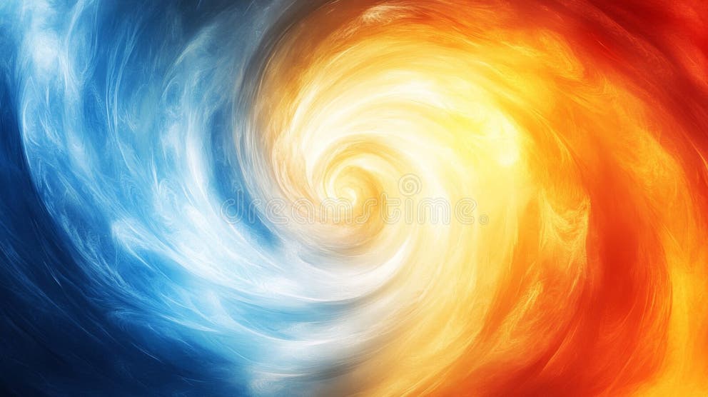 Abstract Swirling Fire and Ice Vortex Stock Illustration - Illustration ...