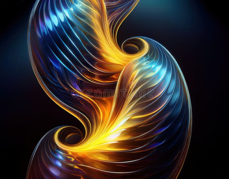 Abstract Swirling Form Made of a Reflective Material, Catching the ...