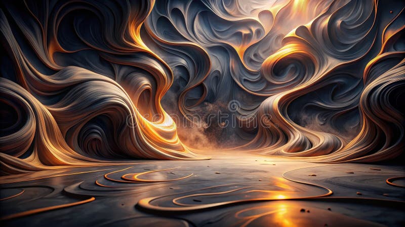 Abstract Swirling Forms in Bronze and Grey Hues Create a Surreal ...