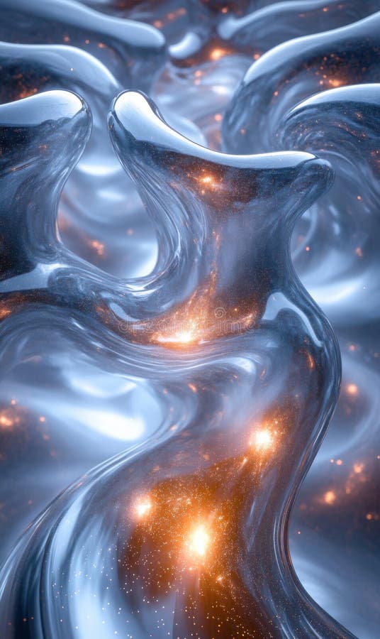 Abstract Swirling Forms with Glowing Elements in Dynamic Composition ...