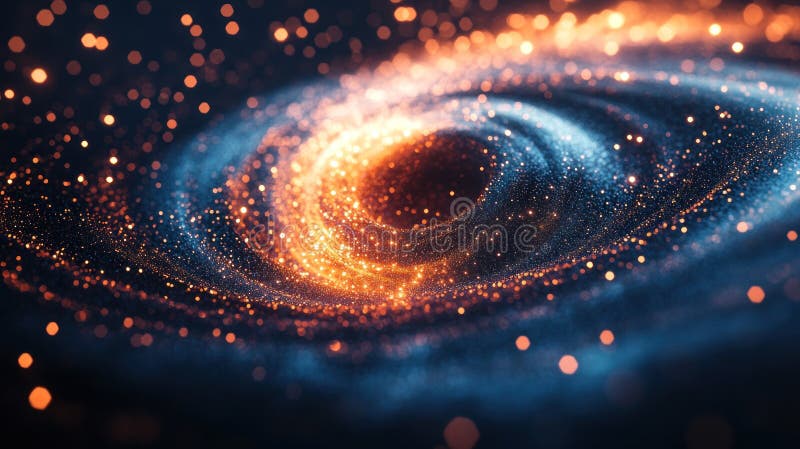 Abstract Swirling Galaxy with Fiery Particles Stock Photo - Image of ...