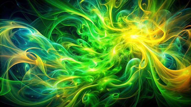 Abstract Swirling Green and Yellow Energy Flow Visual. Generative AI ...