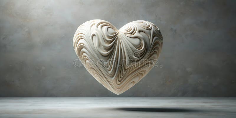 Abstract Swirling Heart Sculpture on a Neutral Background. Generative ...