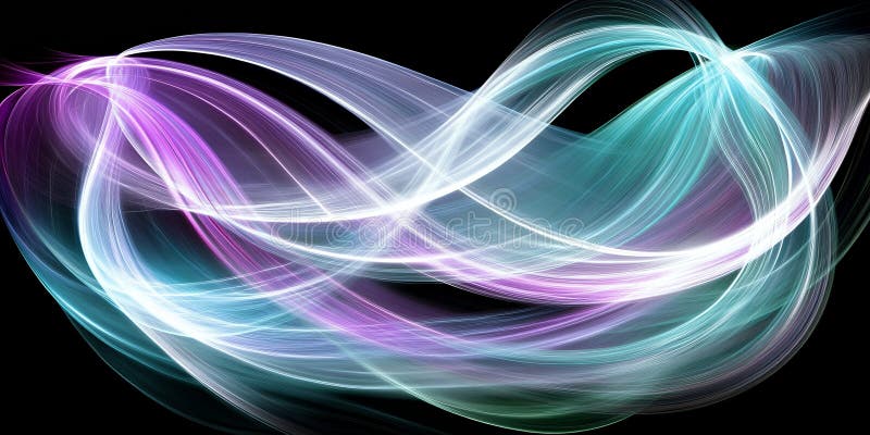 Abstract Swirling Light Trails Purple Teal White Energy Flow Background ...