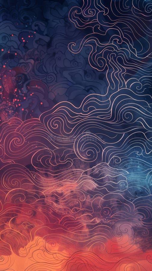 Abstract Swirling Line Art with Vibrant Colors and Intricate Patterns ...