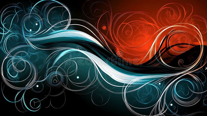 Abstract Swirling Lines Design in Teal and Orange Hues Stock Image ...