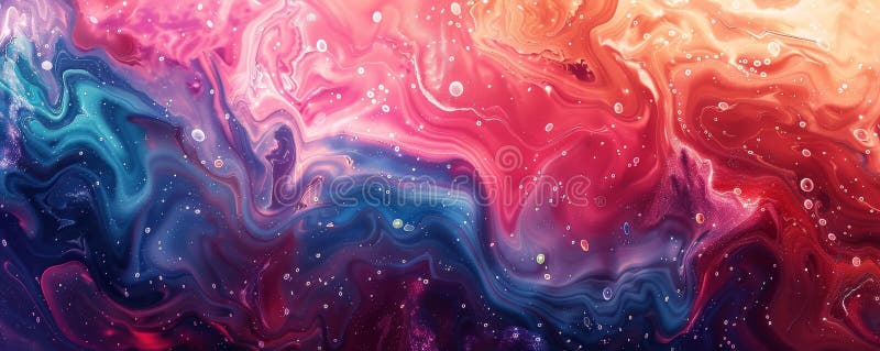 Abstract Swirling Liquid Art with Vibrant Colors and Shimmering Bubbles ...