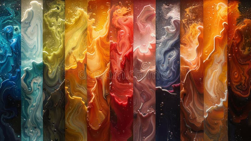 Abstract Swirling Liquid Colors in a Rainbow Pattern Stock Photo ...