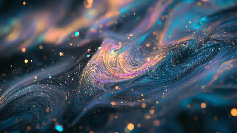 Abstract Swirling Liquid with Golden Glitter Stock Illustration ...