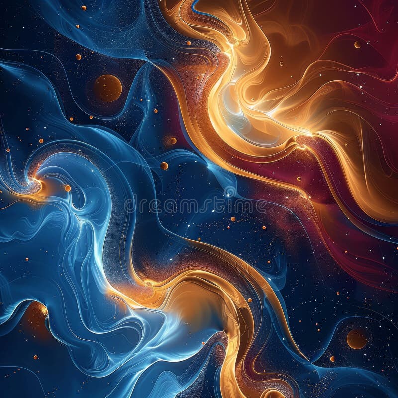 Abstract Swirling Liquid Patterns in Blue, Orange, and Red with Light ...