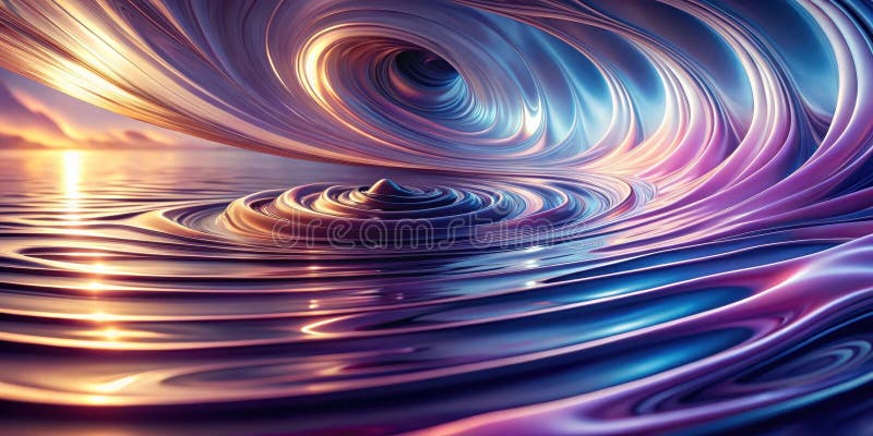 Abstract Swirling Metallic Liquid Forms a Mesmerizing Vortex Against a ...