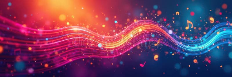 Abstract Swirling Musical Notes, Vibrant Colors, Octave, Energy, Treble ...