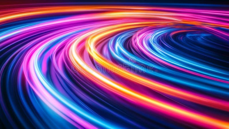 Abstract Swirling Neon Light Trails Design Stock Illustration ...